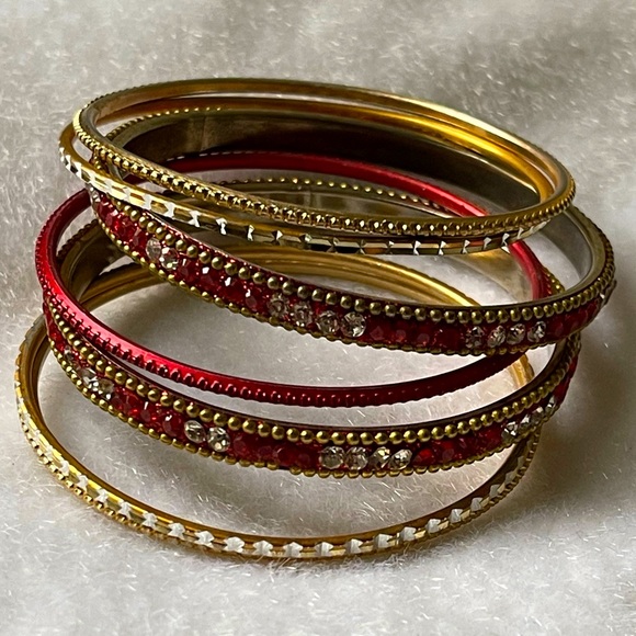 Jewelry | Pick 3 For 15 Any Indian Bangle Listings Red Clear Crystals ...